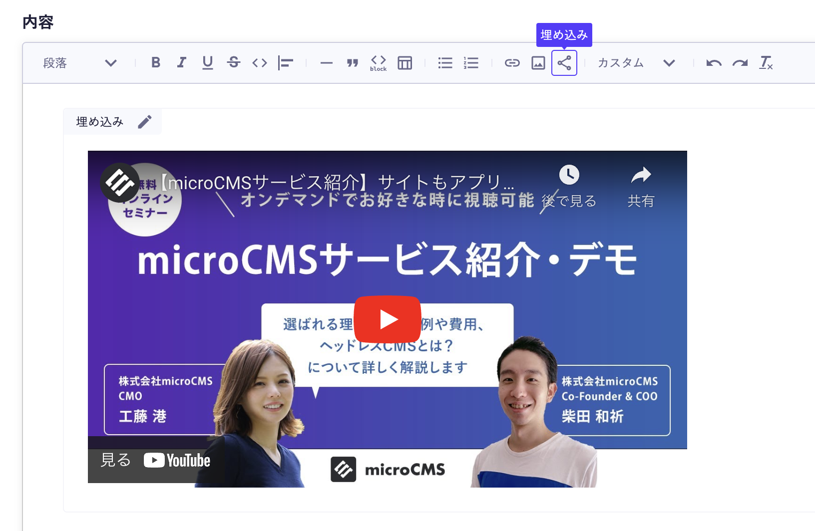 リッチエディタの操作方法｜microCMSドキュメント